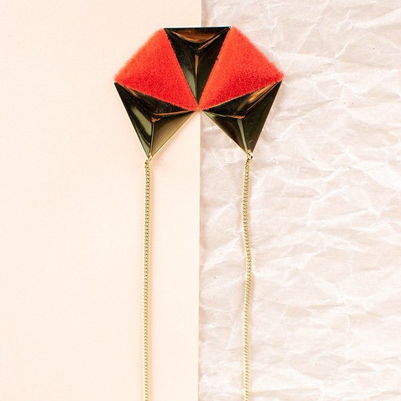 Anne Thomas | Jewelry | Anne Thomas Gold Red Evening Necklace Womens ...